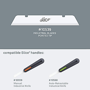 Slice 10539 Extra Long Industrial Blade, Advanced Ceramic, Ideal for Insulation, Batting, Foam, Finger-Friendly Safety Blade; Lasts 11x Longer Than Metal, Pointed Tip (4 Pack)