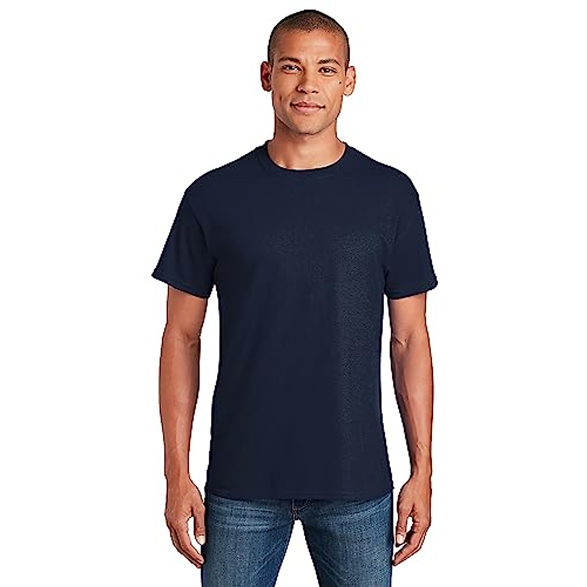 Gildan Men's Crew T-Shirts, Multipack, Style G1100, Navy/Charcoal/Cardinal Red (5-Pack), Medium