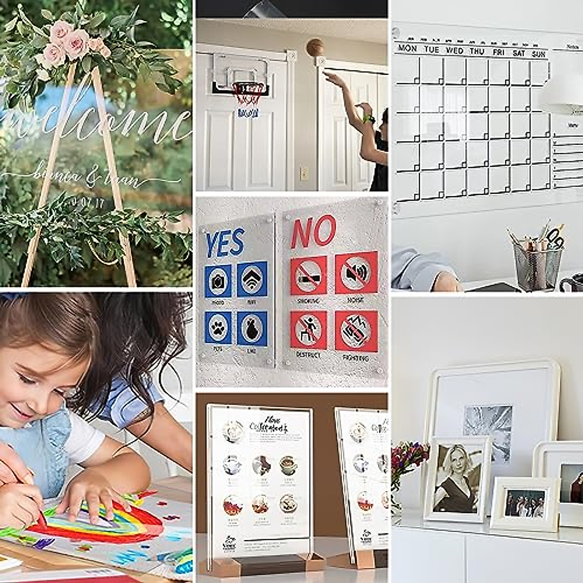 EasBriight 10-Pack of 12"×12"×0.04" PET/Plexiglass Sheets,Transparent Flexible Plastic Sheet Panels,for Painting,Crafts,Signs,Picture Frames,Arts,DIY Display Project