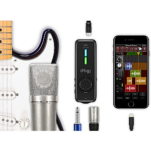 IK Multimedia iRig Pro I/O audio interface for iPhone, iPad, Mac, iOS and PC with USB-C, Lightning and USB cables, 24-bit, 96 kHz recording and guitar, bass and XLR mic inputs