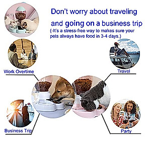 KTWEGOFU Automatic Cat Feeder and Water Dispenser，Auto Gravity Food Feeder & Non Spill Water Dispenser 2 in 1, Durable Plastic Pet Food Bowl for Small Medium Cats and Dogs (Blue)