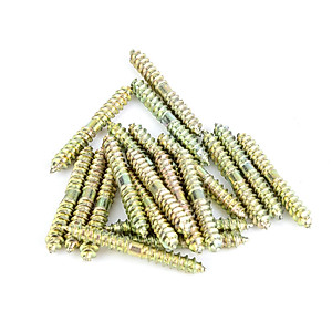 20pcs M5 40mm Dowel Screw Iron Double Ended Screw Zinc Plating Self-Tapping Thread Screw Wood to Wood Dowel Screw Connecting Wood