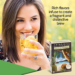 China Mist Iced Tea – Coconut Pineapple Green Tea Infusion – Refreshing and Delicious – Each Tea Bag Yields 1/2 Gallon – 4 bags.