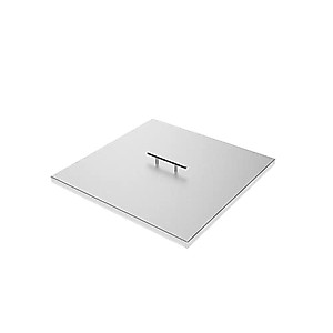 AJinTeby Fire Pit Lid Fits 18” Square Burner Pan, 21" x 21" Stainless Steel Fire Pit Burner Cover, Fire Pit Cover Rectangular Burner Pan