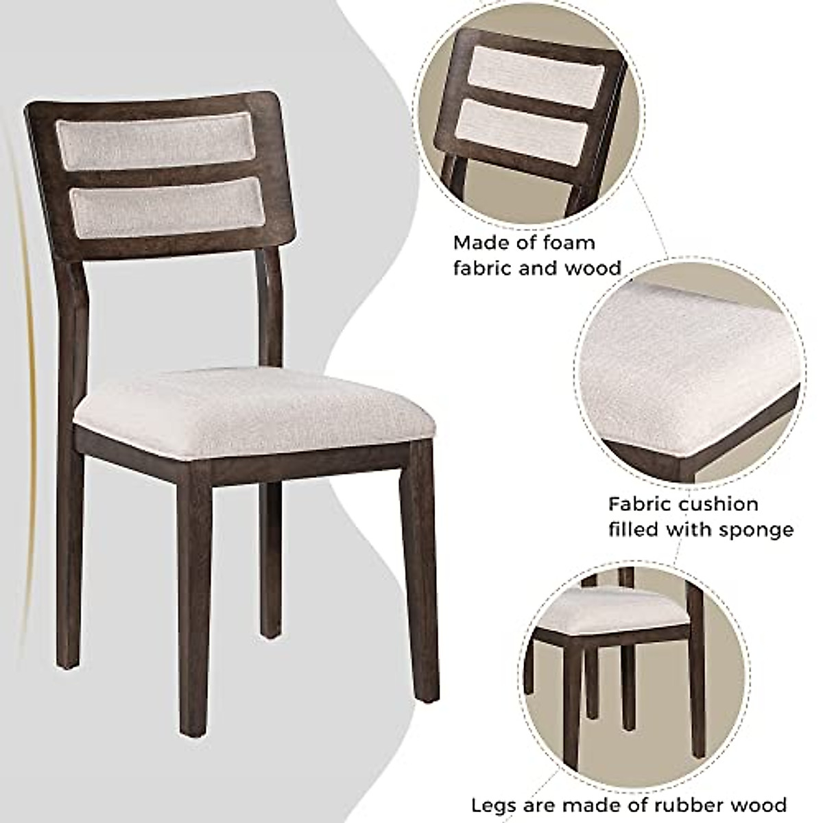 Goozio Piece, Wood Dining 4 Upholstered Chairs and Bench with Cushion, Classic Traditional Style Kitchen Table Set for 6 Person,Espresso