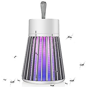 Bug Zapper Mosquito Zapper & Fly Zapper Portable Indoor Bug Zapper LED Fly Trap Electronic Fly Zapper Indoor Mosquito Trap Ideal for Fly Traps Indoors Super-Fast Electric Bug Zapper（Grey）