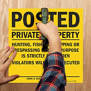 Smartsign “Posted - Private Property, Violators Will be Prosecuted” Sign | 11" x 11" Plastic (Pack of 5)