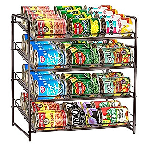 NUNET 4 Tier Stackable Can Rack Organizer,for food storage,kitchen cabinets or countertops,Storage for 48 cans,Bronze