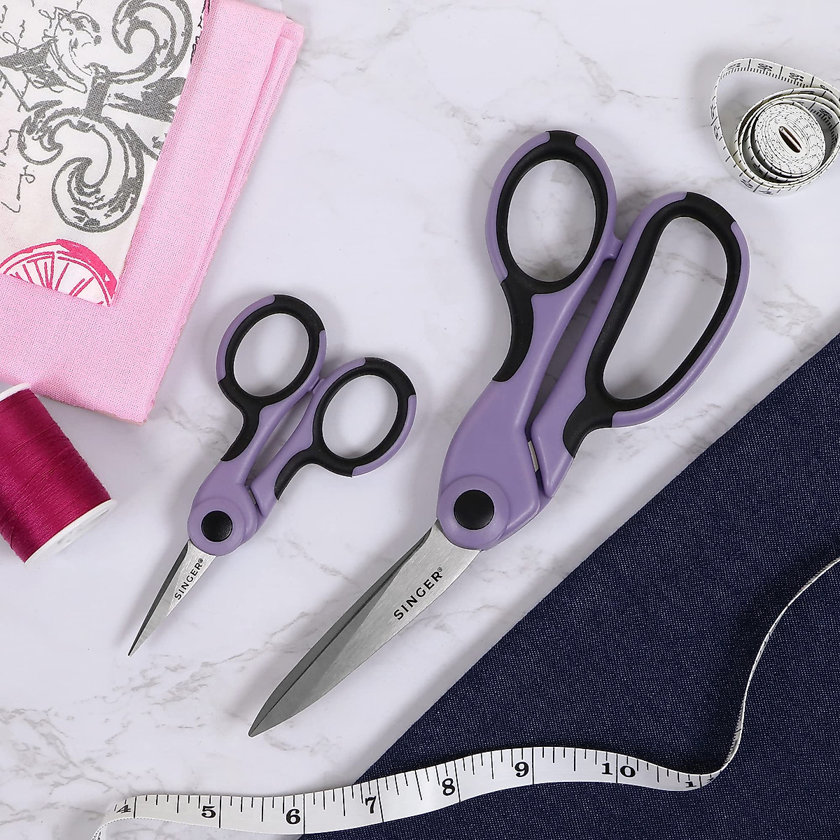 SINGER ProSeries Fabric Scissor and Craft Detail Scissor Set, Lilac, Set of 2