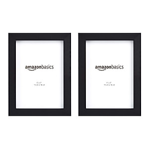 Amazon Basics Photo Picture Frame - 5" x 7", Black - Pack of 2