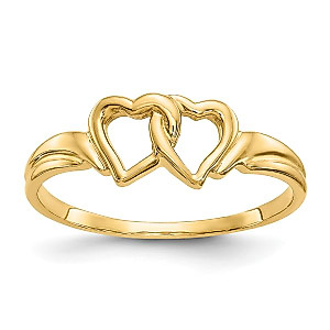IceCarats 14K Yellow Gold Heart Ring Love Band Size 6.5