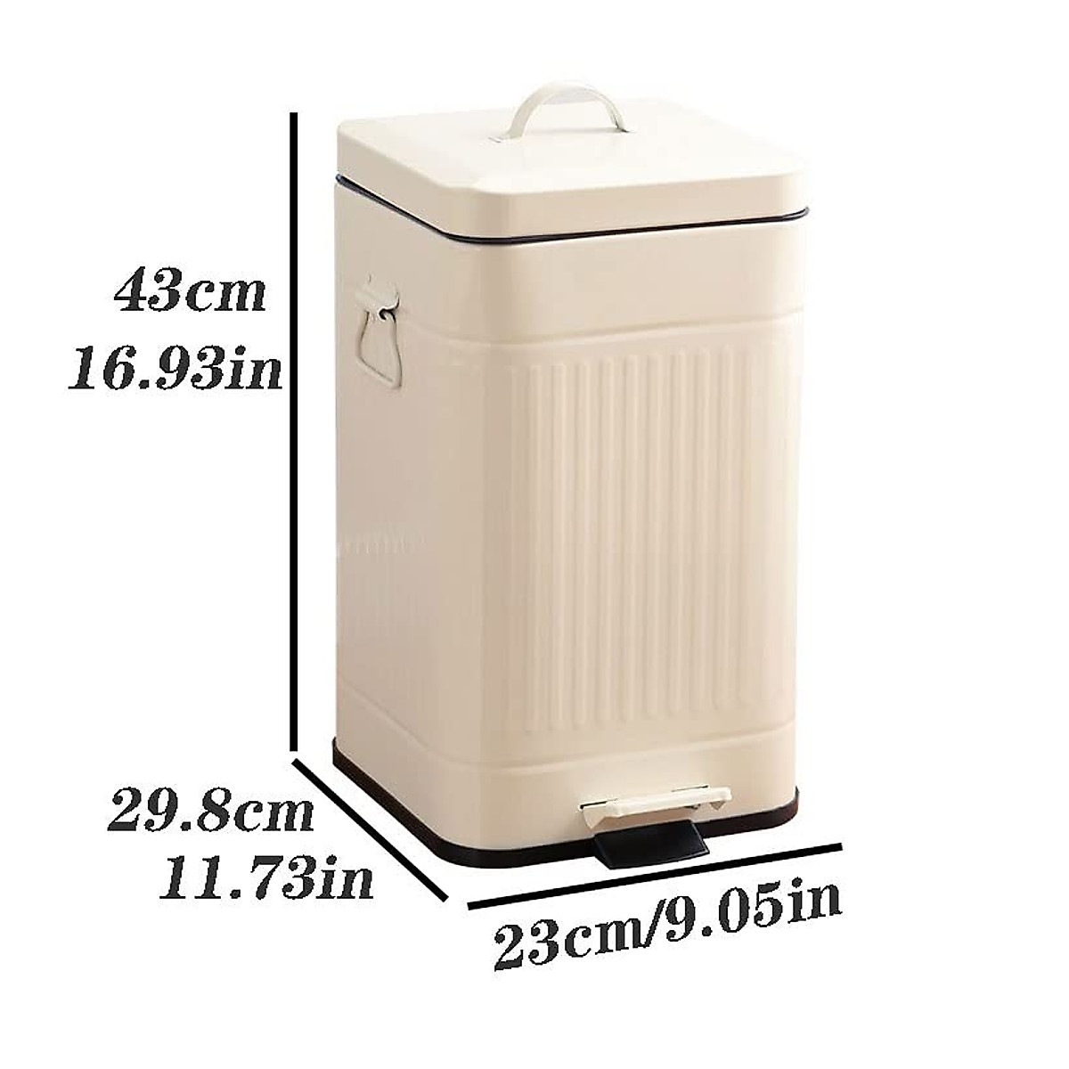 DYPASA Garbage Can 12L Simple Kitchen Foot-Operated Trash Can Stainless Steel Square Trash Can for Living Room Bedroom Toilet Trash Bin