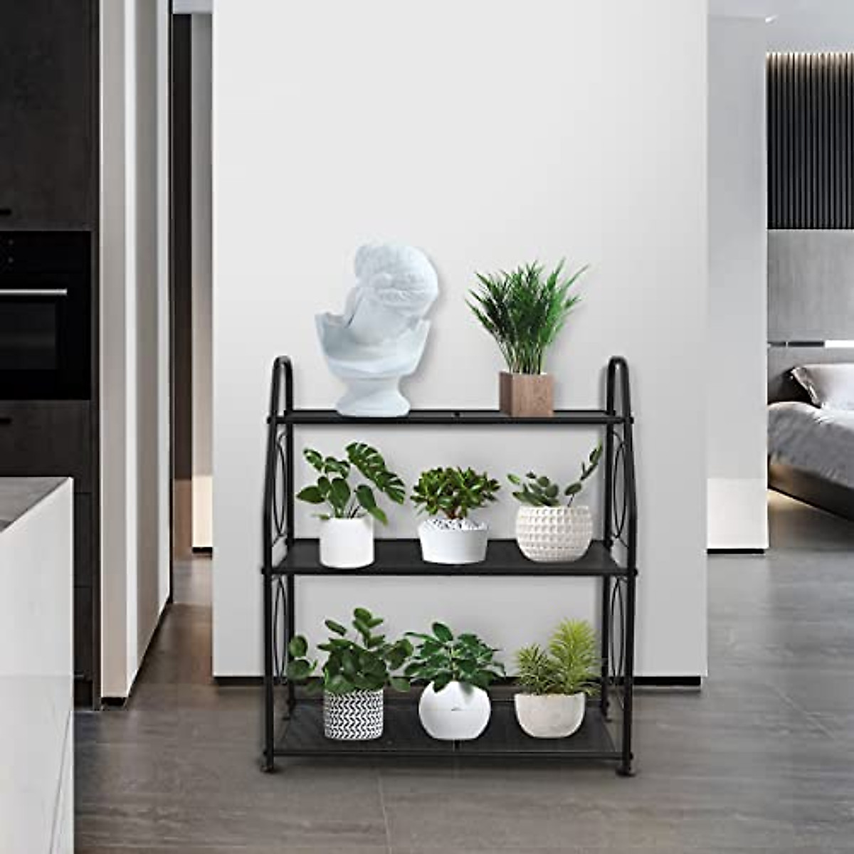 VyGrow Plant Stand, 3 Tier Plant Shelf for Indoor Outdoor, Heavy Duty Metal Outdoor Plant Stand Holder Rack for Living Room Balcony and Garden