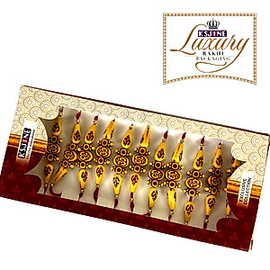 KSJONE Set of 12 Om Design Rakhi Thread, Rakhi for Brother, Raksha Bandha Gift for Your Brother, Rakhi Bracelet for Loving Sibling, Father, Bhabhi, Bhaiya with Roli Chawal (Design 2)