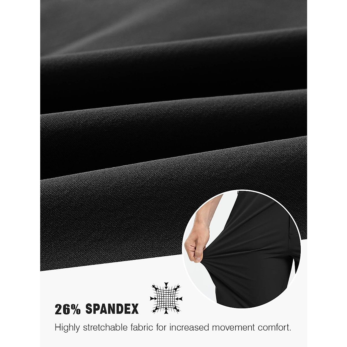 Rdruko Men's Golf Shorts Stretch Quick Dry 9" Work Casual Shorts with 5 Pockets(Black, US 42)