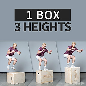 Rep 3 in 1 Wood Plyometric Box for Jump Training and Conditioning 24/20/16