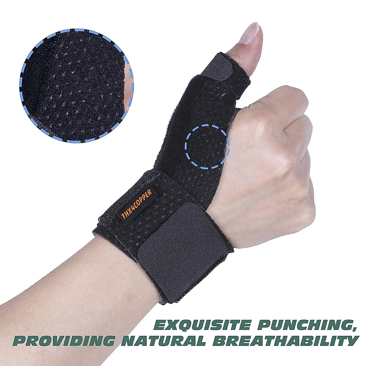 THX4COPPER Reversible Thumb & Wrist Stabilizer Splint for BlackBerry Thumb,Trigger Finger, Pain Relief, Arthritis,Tendonitis, Sprained, Carpal Tunnel, Stable,S-M,Single