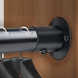 KOVOSCH 4 Pack Stainless Steel Closet Rod Brackets, 1 Inch Heavy Duty Closet Rod Holders, High Flange Closet Pole Sockets Flange Rod End Support with Adjustable Screws, Black