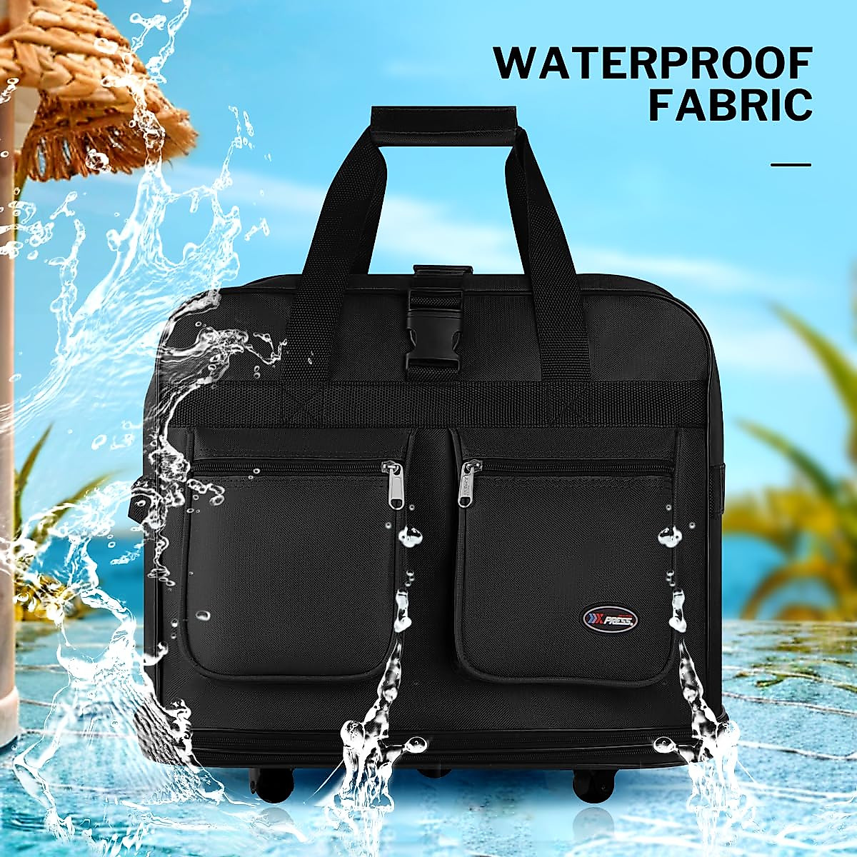 New York XPress 30" 36" 40" Rolling Wheeled Duffel Bag Spinner Luggage Expandable (Black, 36")