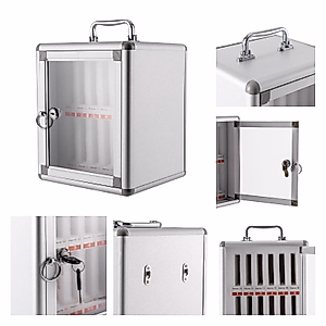 KIOPOWQ Cell Phone Lockers for Employees, 12 Slots Aluminum Alloy Cell Phones Storage Cabinet Pocket Chart Storage Locker Box with Safety Lock and Handle for Classroom Office