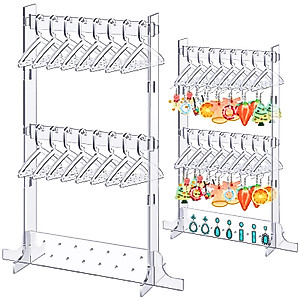 BBTO Earring Hangers Holder Organizer Mini Earring Necklace Coat Hanger Acrylic Rack Jewelry Stand Earring Display Stand for Women Ear Stud for Mother's Gift(Transparent)