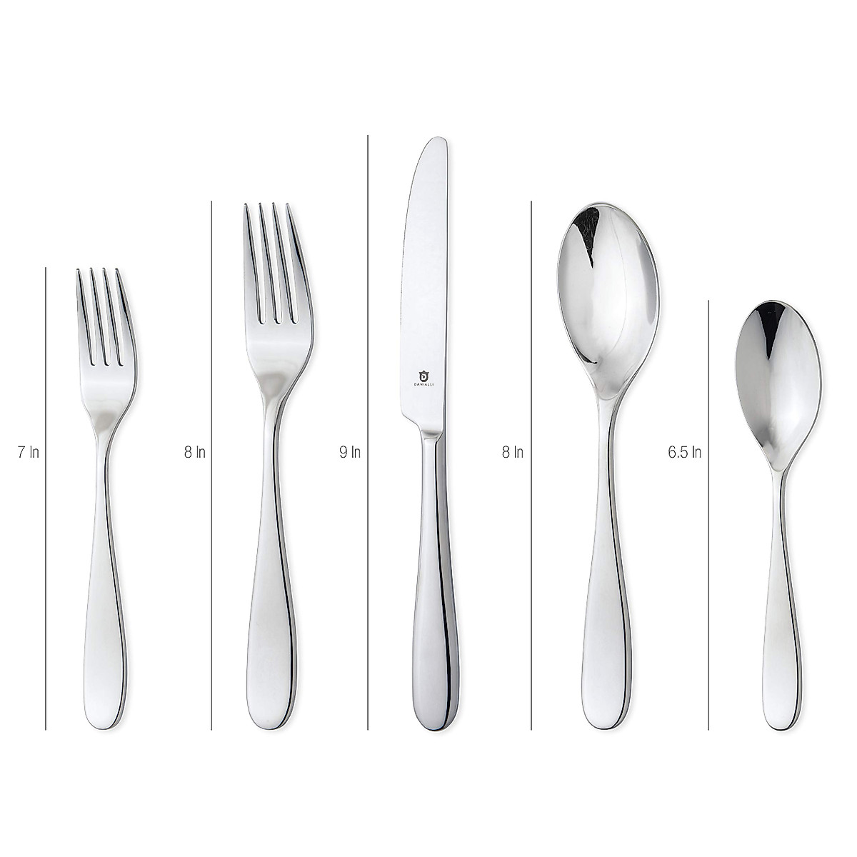 DANIALLI Modern Fidenza Silverware Set - 18/10 Stainless Steel Flatware Set for Elegant Dining - Dishwasher Safe Cutlery Set (40-Piece)