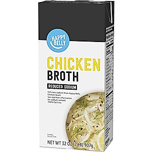 Amazon Brand - Happy Belly Reduced Sodium Chicken Broth, 2 pound (Pack of 1)