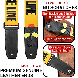 Amumu Guitar Strap for Acoustic Electric Guitars Bass Guitars with print DO NOT CROSS POLICE LINE