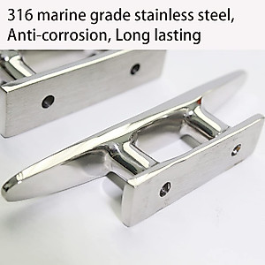 KAHACIYO Boat Cleat Open Base Boat Cleat 4 inch, Dock Cleat 316 Stainless Marine Grade Steel, Highly Polished Include Installation Accessories Screws