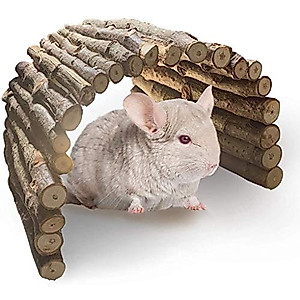 PINVNBY Wooden Bunny Ladder Bridge Rabbits Hideout, House, Tunnel,Rodents Chew Toys for Guinea Pig,Chinchillas,Hedgehogs,Ferrets,Rat and Small Animals-Extra Large(15.7 in X 24.8 in)
