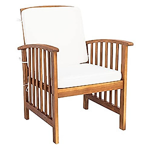 SAFAVIEH Outdoor Collection Rocklin Natural/ Beige 4-Piece Conversation Patio Set with Cushions