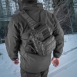 M-Tac City Hunter Hexagon Sling Backpack - Tactical Crossbody CCW Concealed Carry Pack EDC Bag (Black)