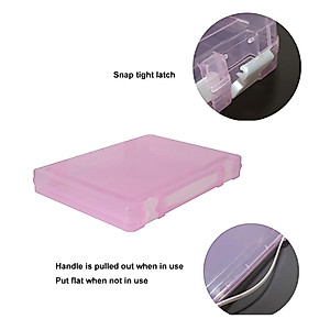 suituts 3 Pack Plastic Portable Project Case with Handle, Scrapbook Paper Storage Organizer Case, Art Craft Container Case Box, Plastic File Case for Document, Magazines Photos(14.2X10.6X2.2 Inch)