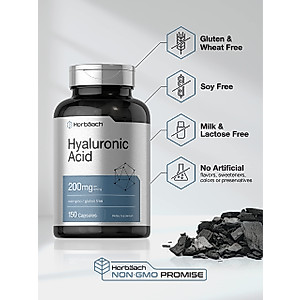 Hyaluronic Acid Supplement | 200 mg | 150 Capsules | Non-GMO and Gluten Free Supplement | by Horbaach