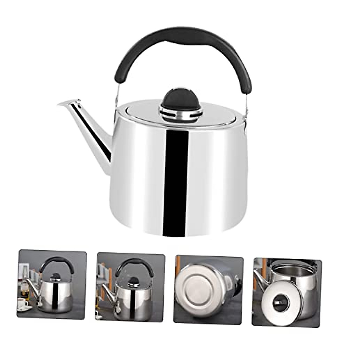 FELTECHELECTR Pot Thermal Coffee Stovetop Kettle Coffee Stovetop Coffee Dispenser Gas Whistling Kettle Coffee Espresso Maker Microwave Small Tea Kettle Basket Bottle Plastic Silver