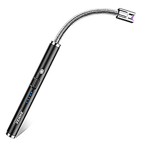 VEHHE Candle Lighter, Electric Rechargeable Arc Lighter with LED Battery Display Long Flexible Neck USB Lighter for Light Candles Gas Stoves Camping Barbecue