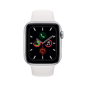 Apple Watch Series 5 (GPS, 40MM) - Silver Aluminum Case with White Sport Band (Renewed)
