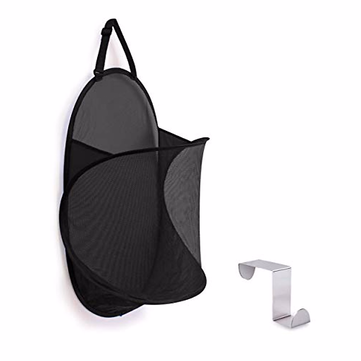Topline Over-The-Door Mesh Hamper - Black [Hook Included]