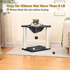 HOOBRO Cat Tree Tower for Indoor Cat, Small Cat Pet House Furniture for Kitten, 15.7 x 11.8 x 16.5 Inches, Plush Soft Hanging Basket Perch Hammock, with Sisal Cat Scratching Post, Plush Toy GY08CT03