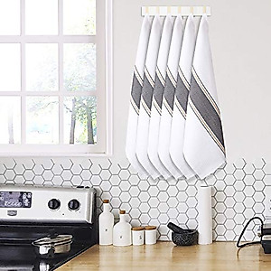 Goroly Home 6 Pack 100% Cotton Farmhouse Vintage Dish Towels Tea Towels Highly Absorbent Quick Dry Professional Grade with Hanging Loop - Twill Waffle - 18x28 Inch - Charcoal