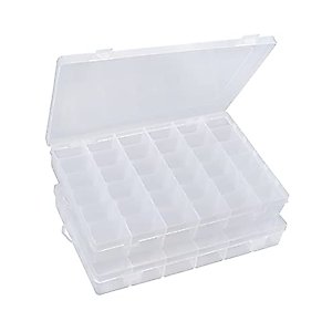 Avlcoaky Bead Organizer 2 Pack 3600 Tackle Box Organizer Clear Organizer Box 36 Grids Plastic Craft Organizer Jewelry Sewing Storage Box with Dividers