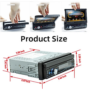 7 Inch Single Din Car Stereo, Apple Carplay Android Auto Flip Out Car Touchscreen Radio with Bluetooth,Mirror Link,Backup Camera, USB/AUX Input,AM/FM