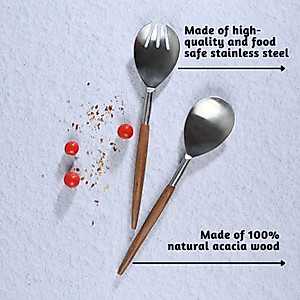 Folkulture Salad Bowl or Salad Bowl With Servers, Salad Bowls or Wooden Bowls for Food in 3 Colors, 12" D x 5" H, Acacia Wood, Wooden Salad Bowl Set, Round Mixing Bowl, Natural Finish