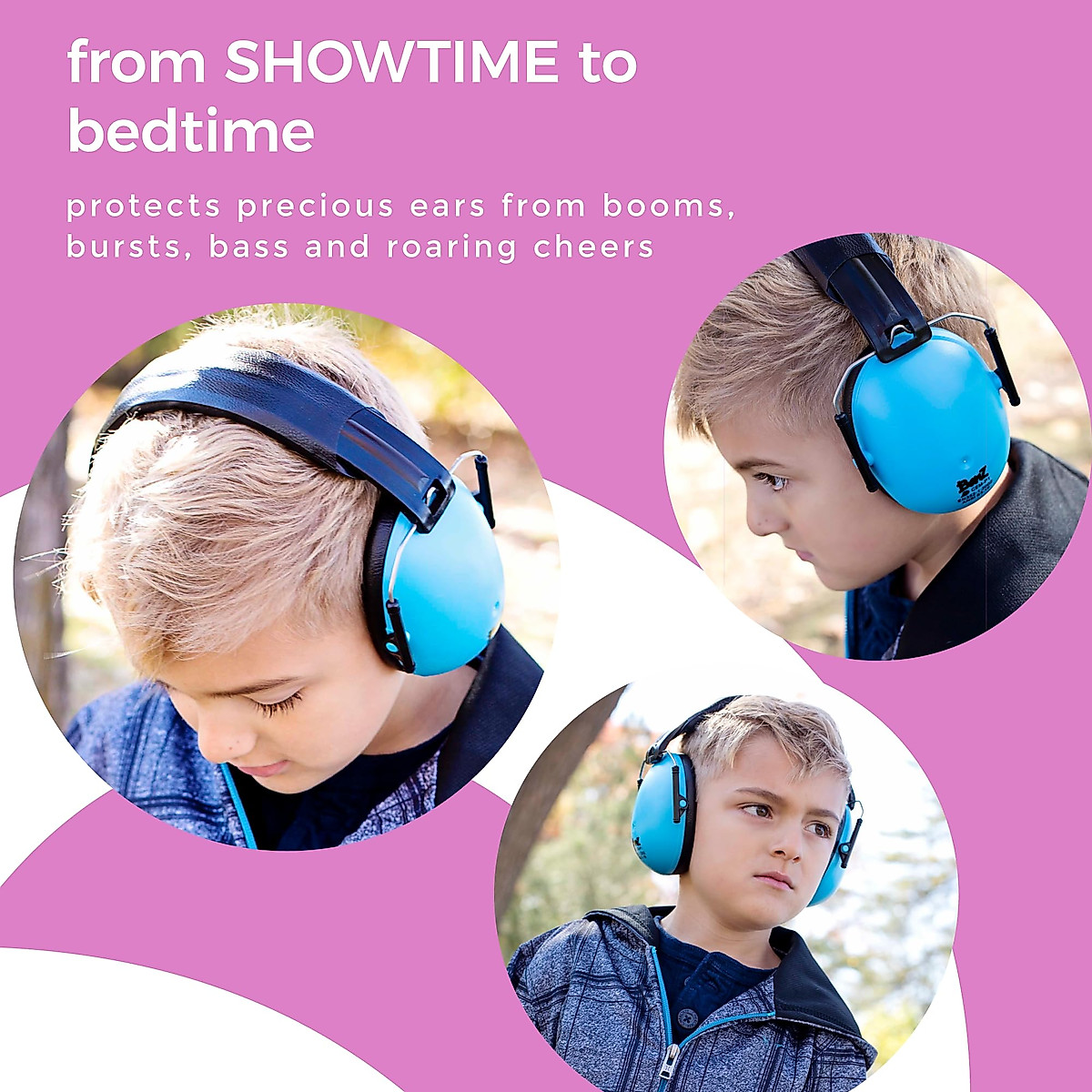BANZ Kids Headphones – Hearing Protection Earmuffs For Children – ADJUSTABLE headband to fit all ages – Protect Kids Ears – Block Noise – Fireworks – Sporting Events – Concerts – Movies (Blue)