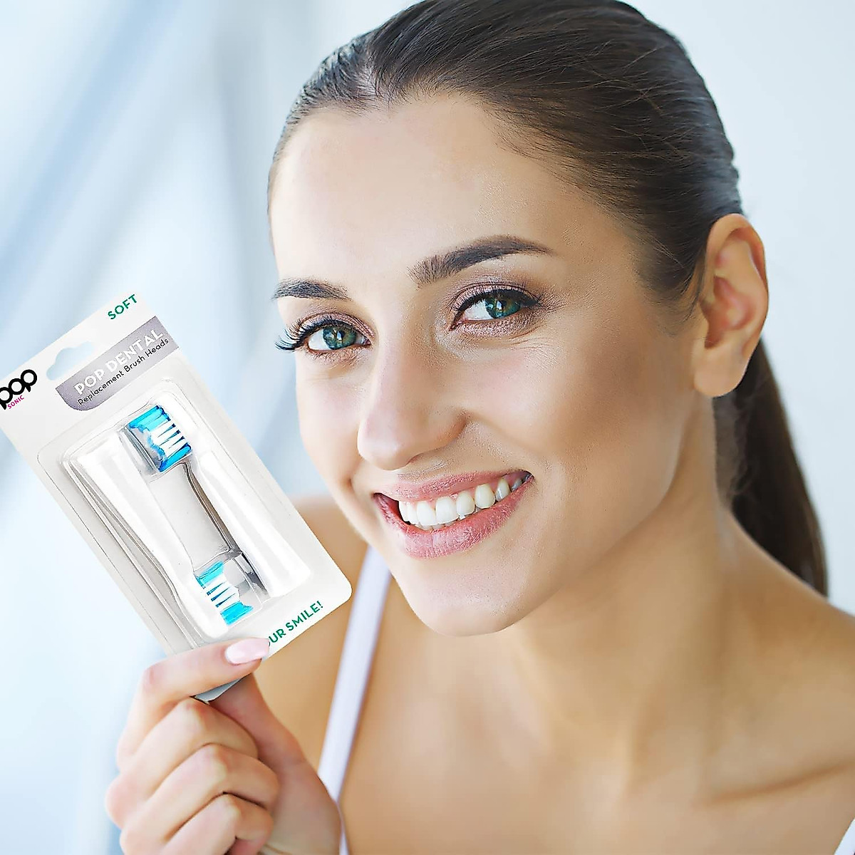 Pop Sonic Replacement Electronic Toothbrush Heads, Compatible with Go Sonic, USB, Pro Sonic Toothbrushes w/Soft Dupont Tynex Nylon Bristles, 2-Pack