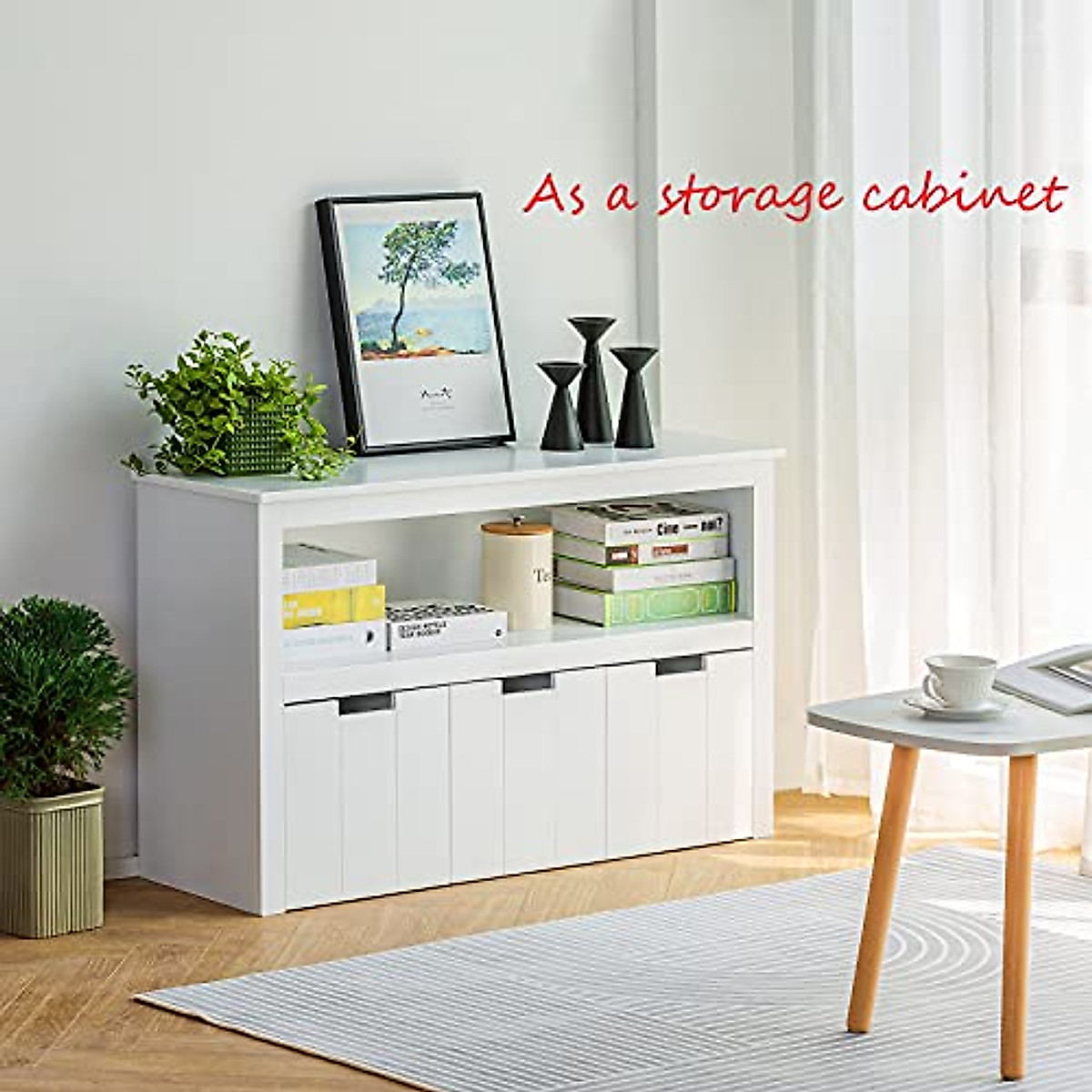 ZENODDLY Kids Toy Storage Organizer for Kids Room Organizers and Storage - 3 Drawers with Hidden Wheels, Multifunctional Wooden Kids' Bookcases, Cabinets & Shelves for Playroom Storage, White