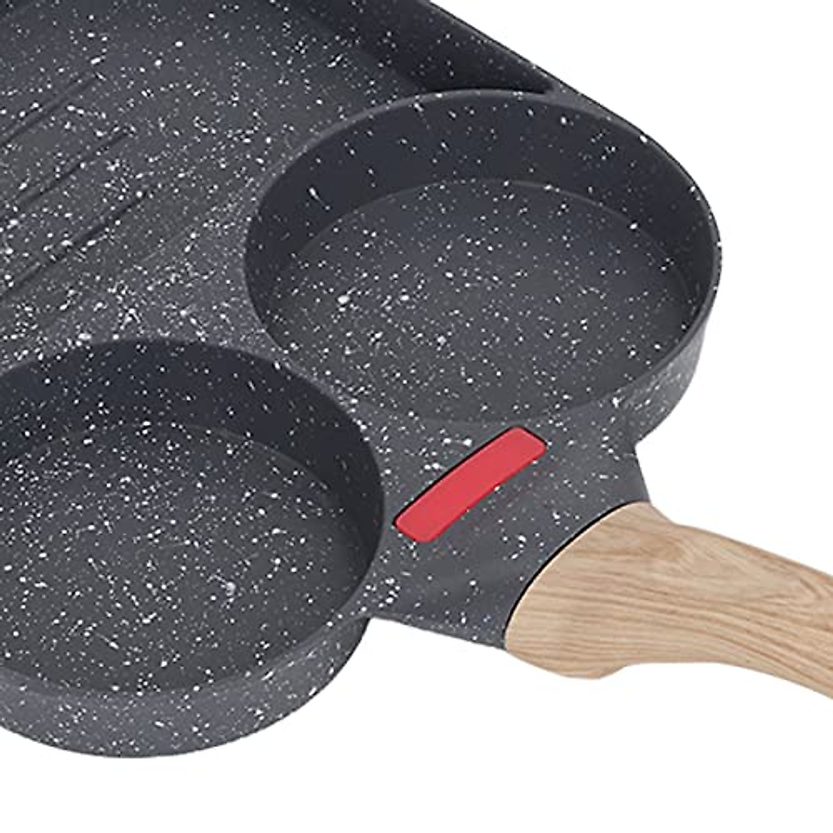 Nonstick Ceramic Frying Pan, Egg Frying Pan Heat Sensitive Silicone Aluminium Pancake Frying Pan with Comfortable Handle for Gas Stove and Induction Cookware (3 Holes)