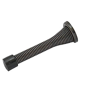 QCAA Flexible Spring Door Stop Bumper, 3-1/8", Steel, ORB Oil Rubbed Bronze, 3 Pack, Made in Taiwan