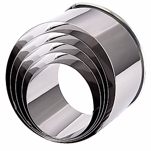 Antallcky Round Cookie Cutter Set-5 pcs Stainless Steel Circle Biscuit Molds Fondant Cake Cookie Cutter Set Pastry Heavy Duty Ring Mold-4,3.6,3.2,2.8,2.4in