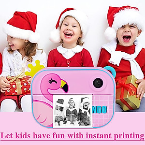 Instant Print Camera for Kids with 12 Rolls Refill Paper, Digital Camera for Girls Christmas Birthday Gifts, Purple Instant Camera for Toddler Children, Photo Toy Camera, 32G SD Card